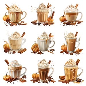 29 Pumpkin Spice Lattes Watercolor Clipart, Fall Clipart, PNG ...