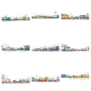23 Vehicle Borders Watercolor Clipart, Borders Clipart, PNG Individual ...