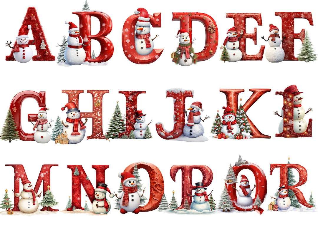 Red Snowman Alphabet, Letters Png, Alphabet Png, Instant Download for ...