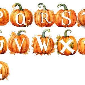 Pumpkin Alphabet, Transparent Background, High Quality, Clipart, 12x12 ...