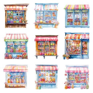 30 Candy Shop Watercolor Clipart, Candy Clipart, PNG Individual Images ...