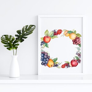 Watercolor Fruit Frames Clipart, Logo Clipart, PNG Digital Files on ...