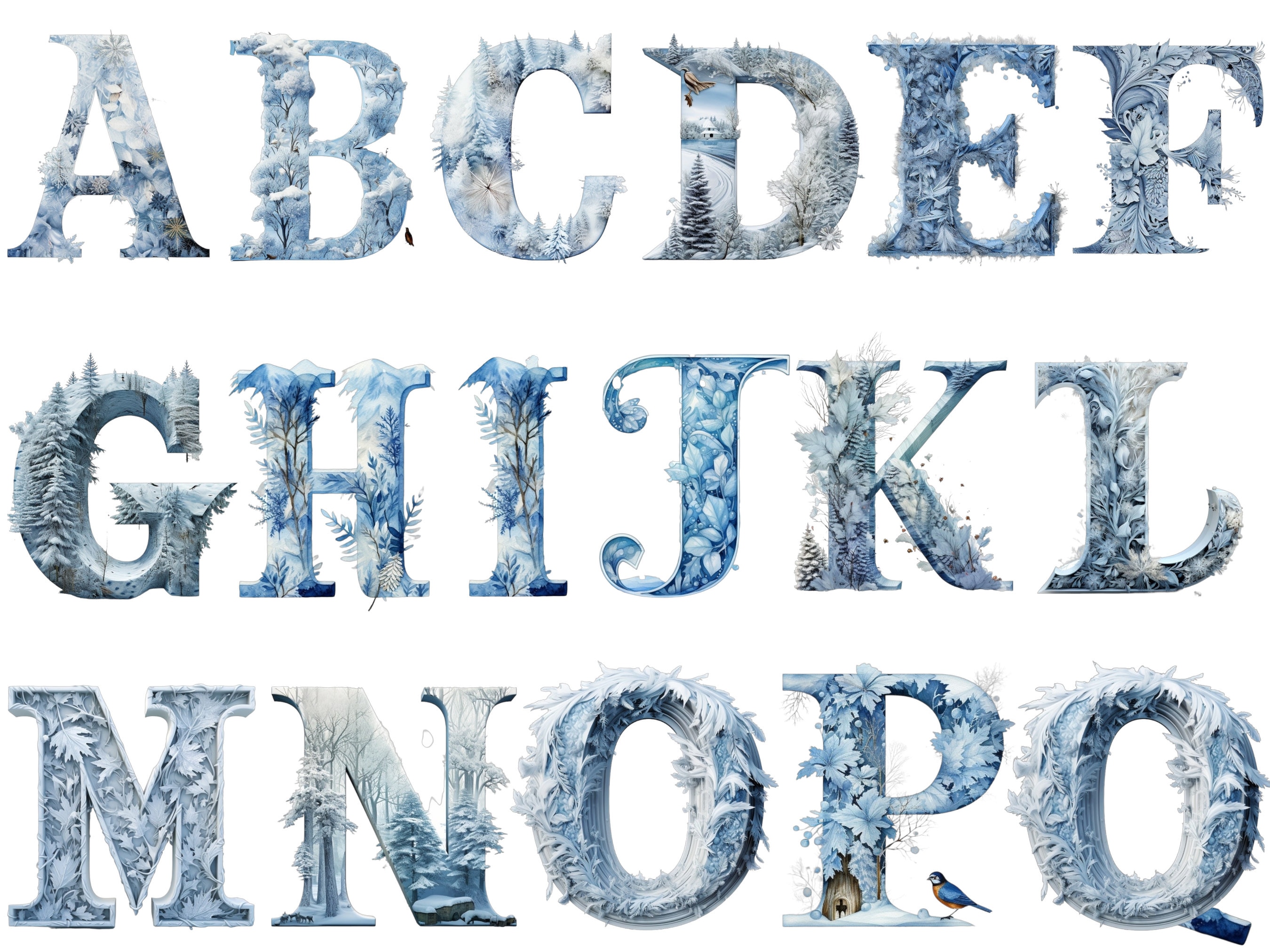 Winter Alphabet, Letters Png, Alphabet Png, Instant Download for ...