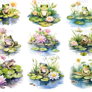 Watercolor Lily Ponds Clipart, PNG Digital Files on a Transparent ...