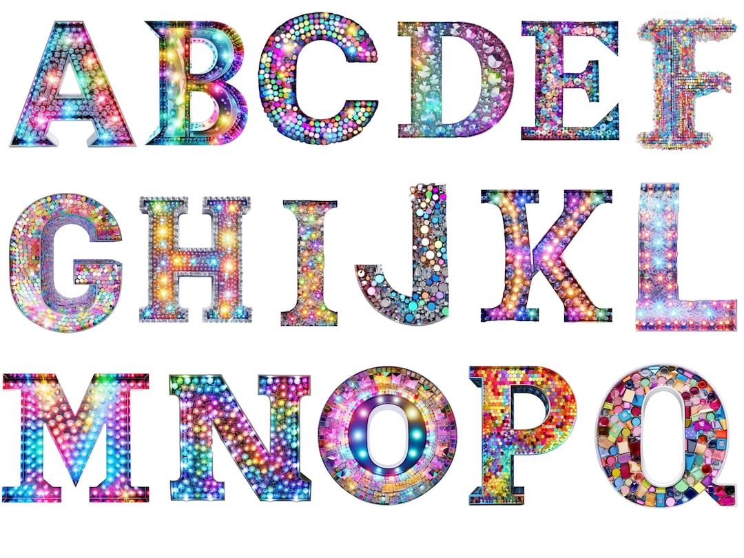 Disco Alphabet, Clipart, 12x12, Commercial Use, Transparent Background ...