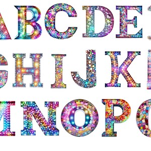 Disco Alphabet, Clipart, 12x12, Commercial Use, Transparent Background ...