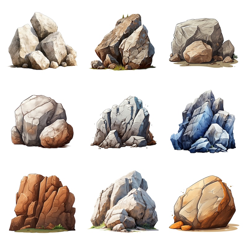 Boulders Clipart, PNG Digital Files on Transparent Background ...
