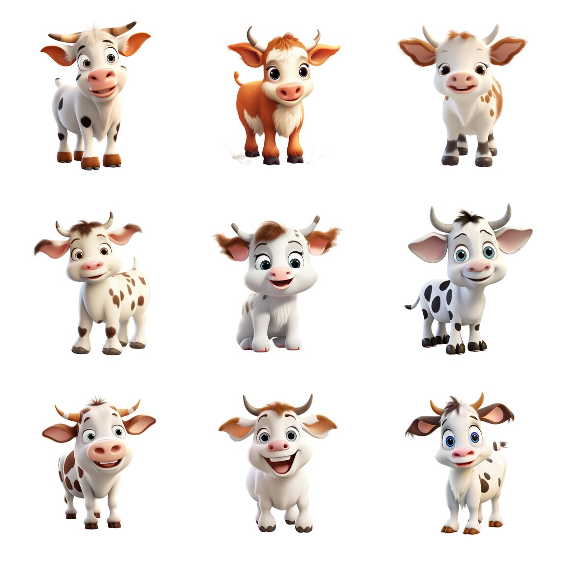 Cute Animated Cows Clipart, PNG Transparent Background, High Quality ...