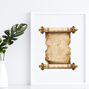 Watercolor 34 Medieval Scroll Clipart, PNG Individual Images on ...