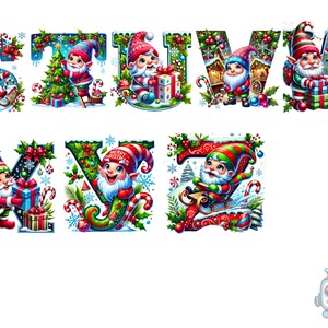 Cute Winter Gnome Alphabet Watercolor Clipart, Christmas Clipart, PNG ...