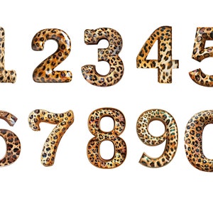 Watercolor Cheetah Numbers Clipart, PNG Individual Images on ...