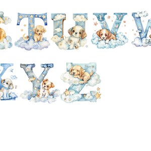 Watercolor Baby Dog Alphabet Clipart, PNG Individual Images on ...