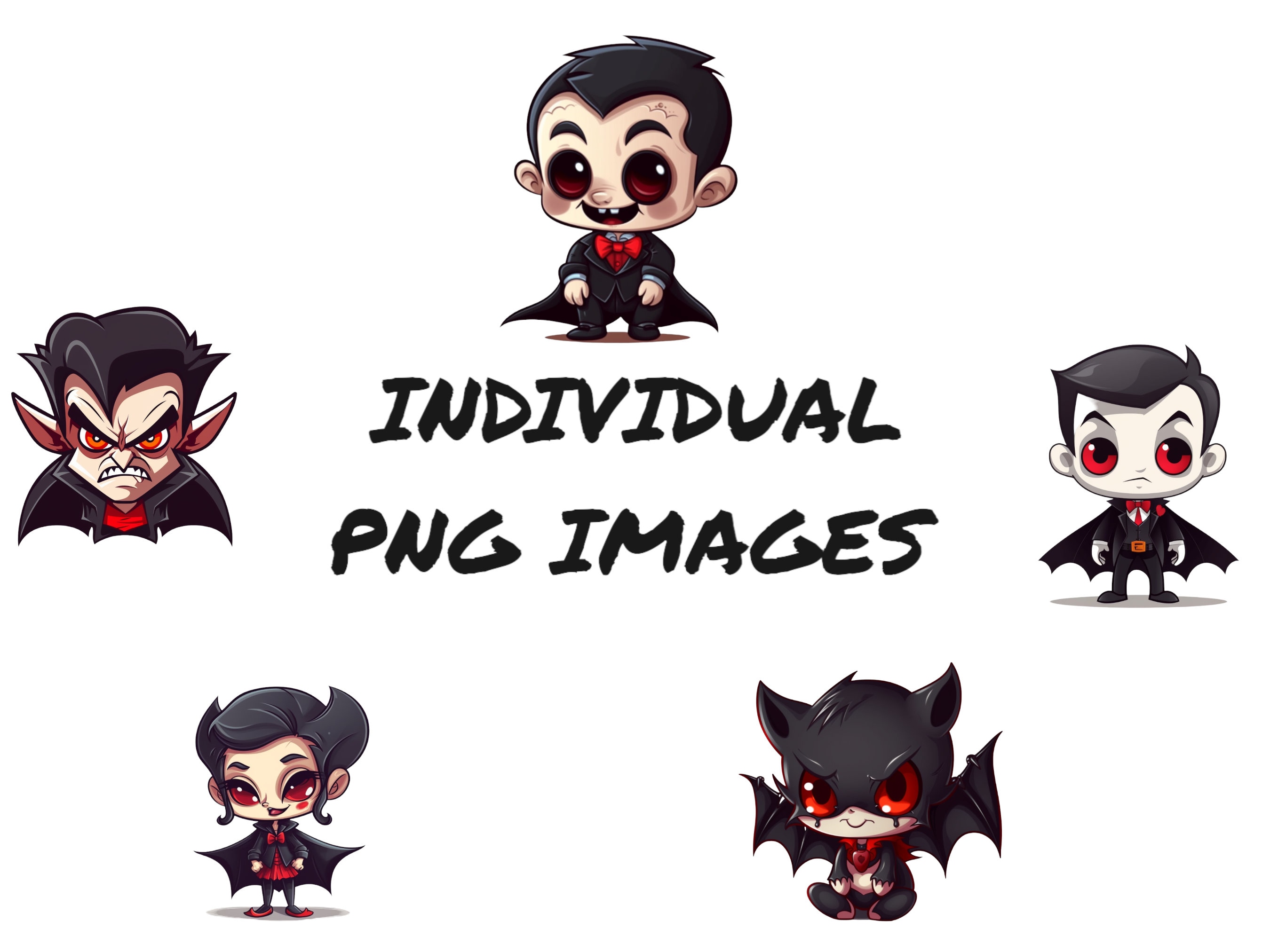 Animated Vampires Clipart, PNG Digital Files on Transparent Background ...
