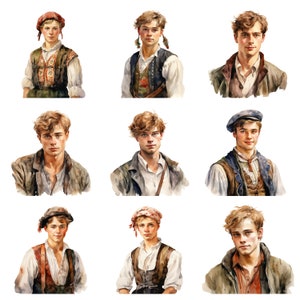 Watercolor German Men Clipart, PNG Digital Files on Transparent ...