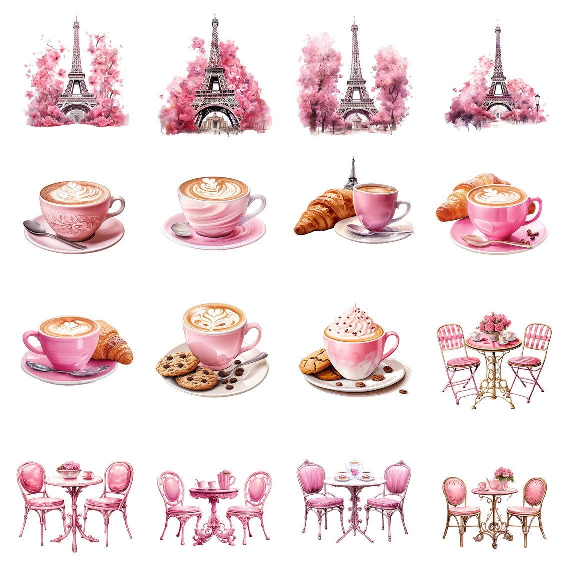 43 Watercolor Cafe in Paris Clipart, Paris, Cafe, PNG Individual Images ...