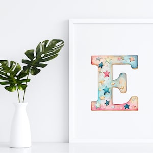 Stars Alphabet Watercolor, Stars Letters, Transparent Background, High ...