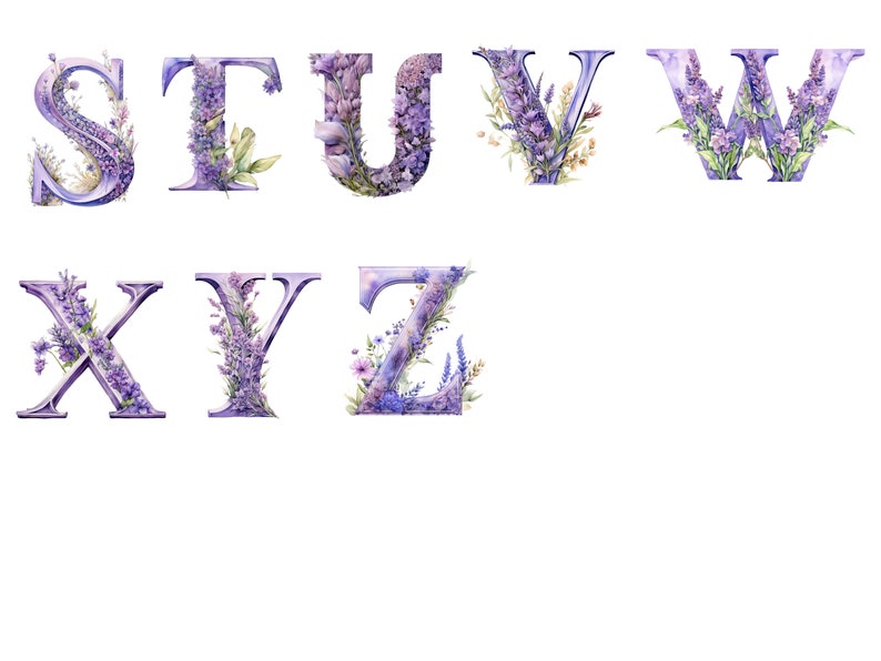 Lavender Alphabet, Letters Png, Alphabet Png, Instant Download for ...