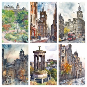 Watercolor Edinburgh Clipart, Beautiful Scotland PNG Individual Images ...