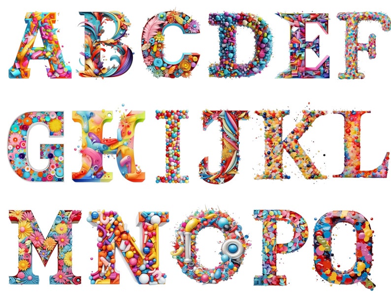 Party Alphabet Clipart Alphabet Transparent Background - Etsy