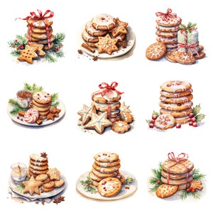 Watercolor Christmas Cookies Clipart, PNG Digital Files on Transparent ...