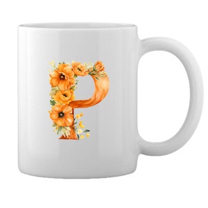 Watercolor Floral Orange Alphabet Clipart , Floral Alphabet ...