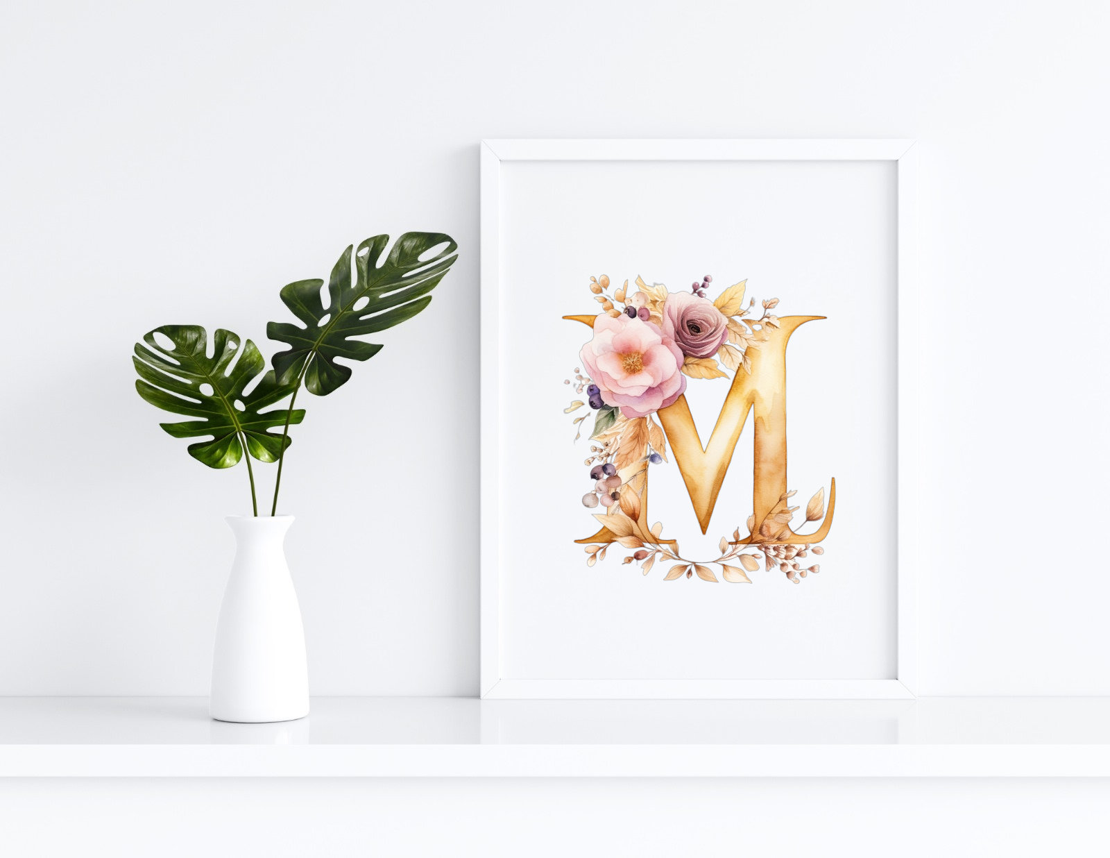 Floral Gold Alphabet Watercolor , Transparent Background, High Quality ...