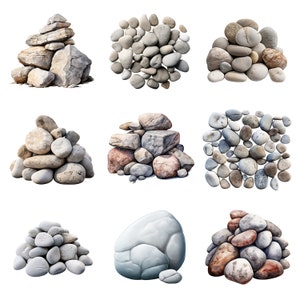 Stones Clipart, PNG Digital Files on Transparent Background ...