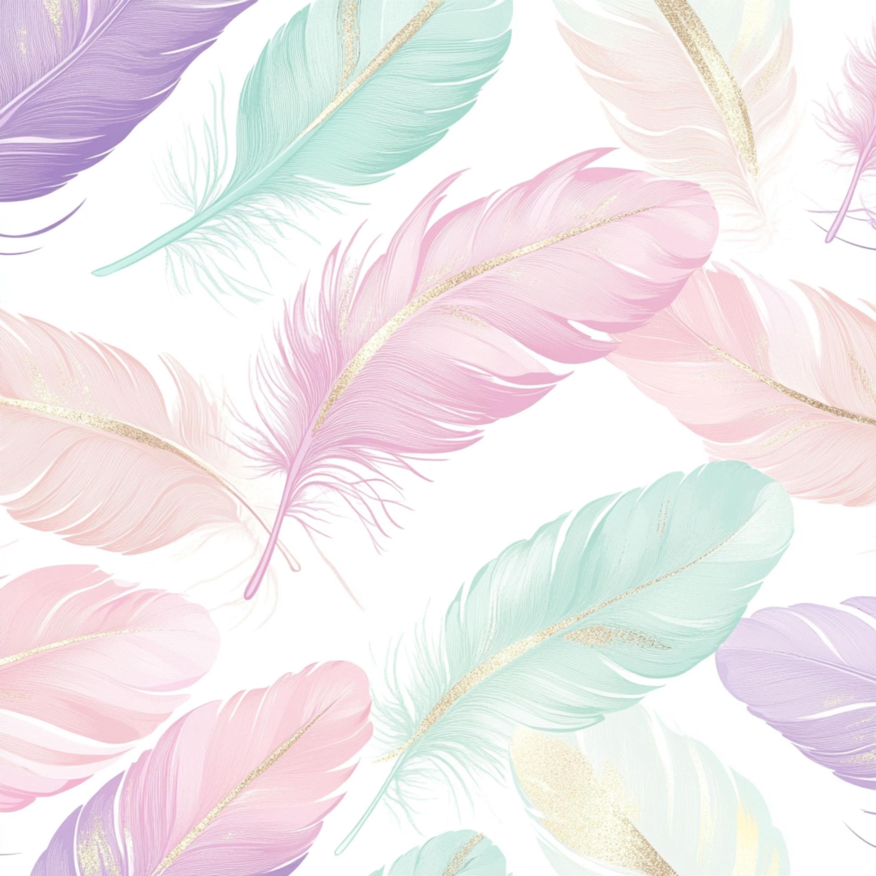Pastel Feather Digital Paper – 18 Soft Boho Backgrounds With Glitter ...
