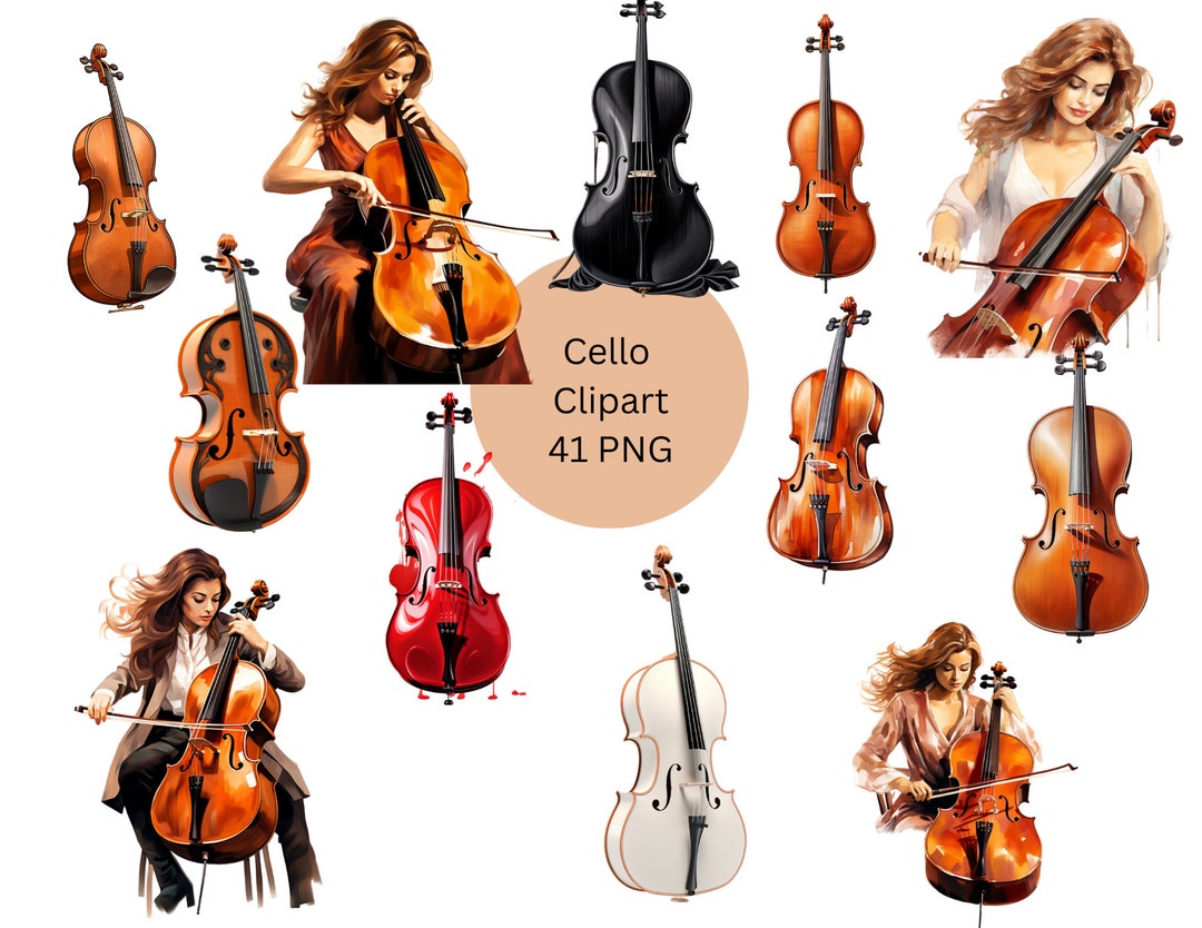 Cellos Clipart, PNG Digital Files on Transparent Background, Sublimation, Commercial Use - Etsy