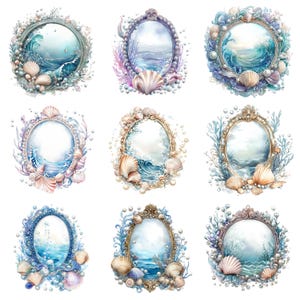 Watercolor Seashell Frame PNG - 33 Transparent Ocean Mirror Clipart ...