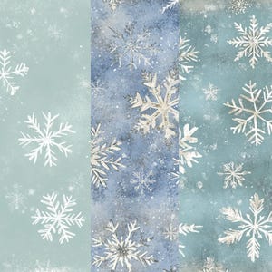Snowflake Digital Paper, 18 Frosty Blue Winter Backgrounds, Vintage Ice ...