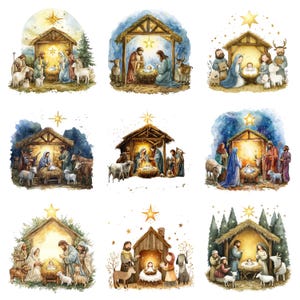 27 Nativity Scenes Watercolor Clipart, Christian Clipart, PNG ...