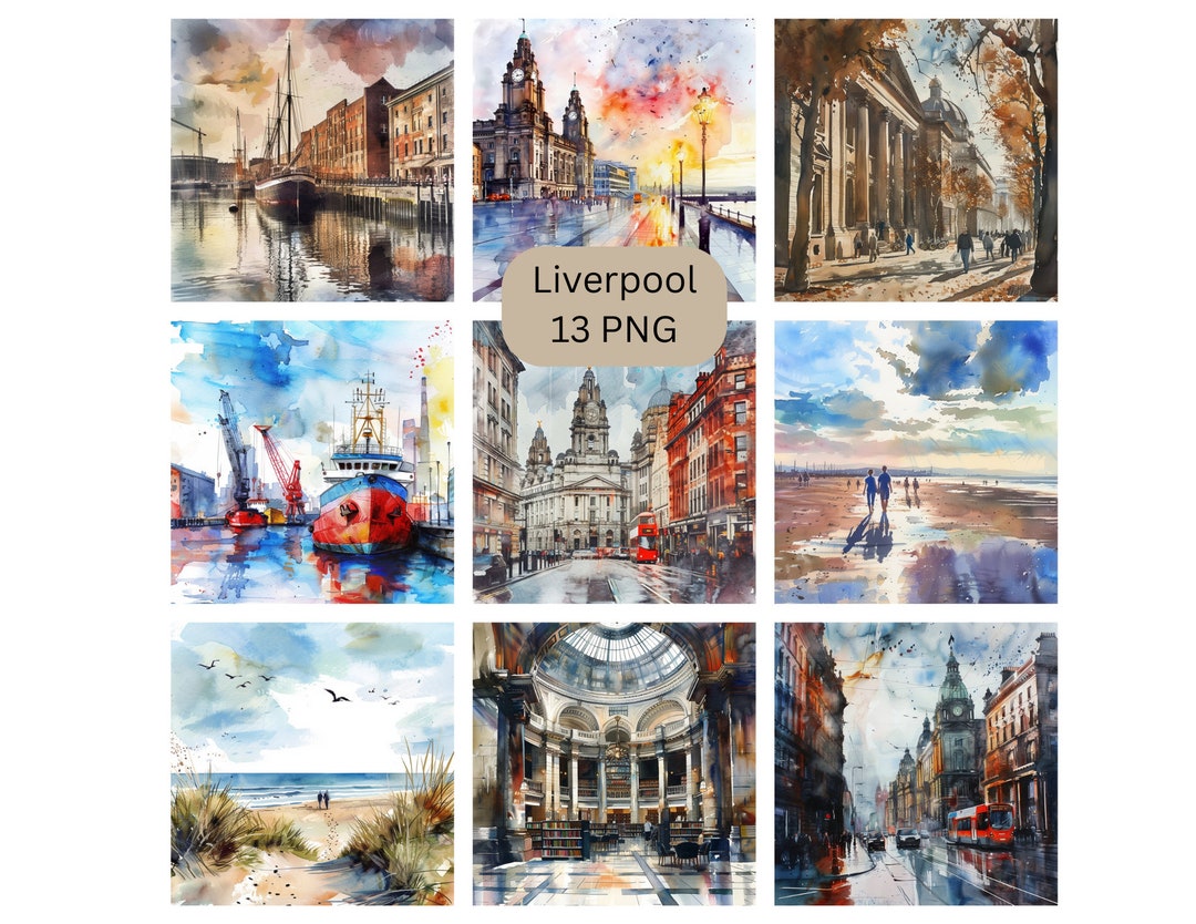 Watercolor Liverpool Clipart, PNG Individual Images on Transparent ...