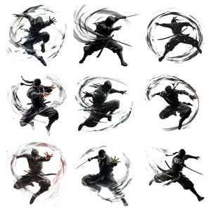 36 Ninjas Clipart, Ninja Clipart, PNG Individual Images on Transparent ...