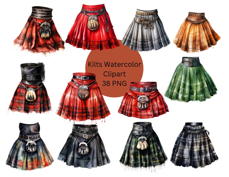 Watercolor Kilts Clipart, Scottish Kilts PNG, Scotland Clipart, PNG ...