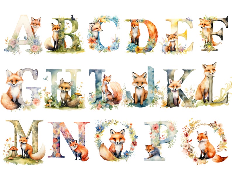 FOX Alphabet Letters Png Alphabet Png Instant Download for - Etsy