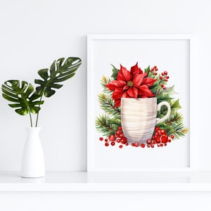 Watercolor Christmas Mugs Clipart, PNG Digital Files on Transparent ...