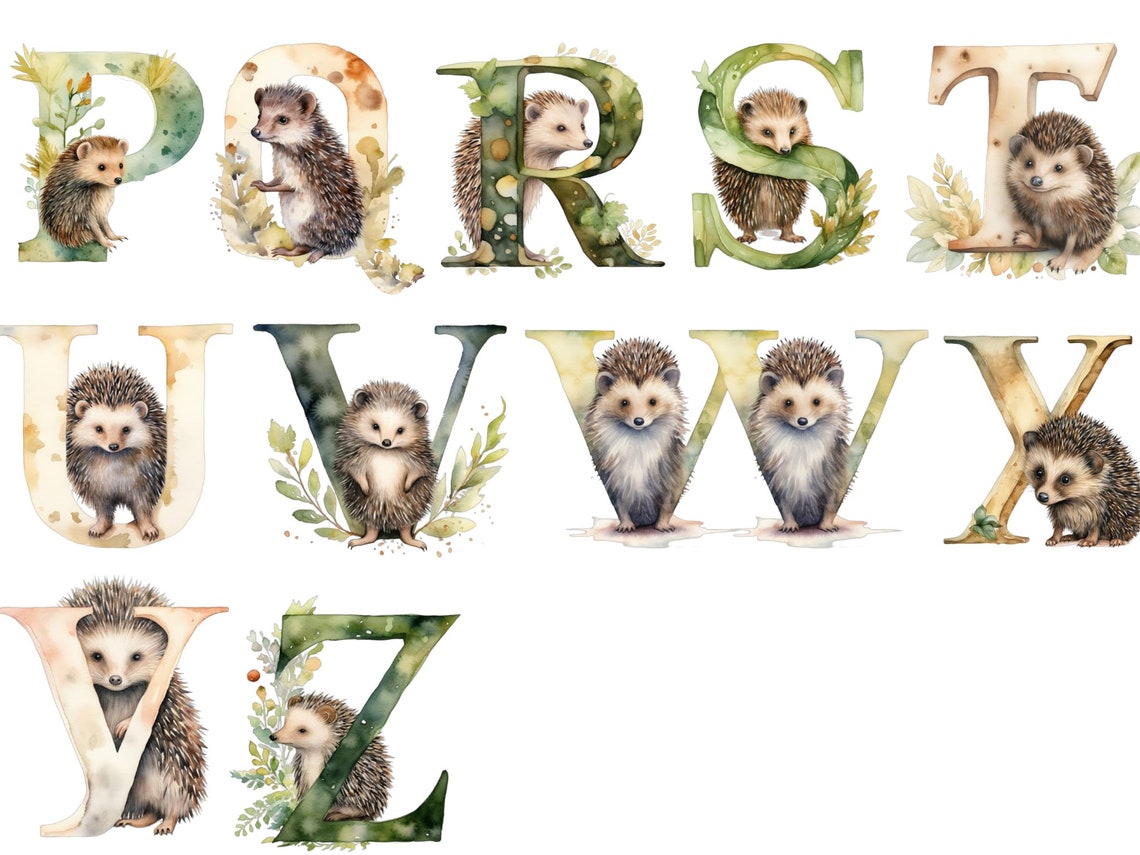 Hedgehog Alphabet Clipart ,letters, Hedgehog, Transparent Background ...