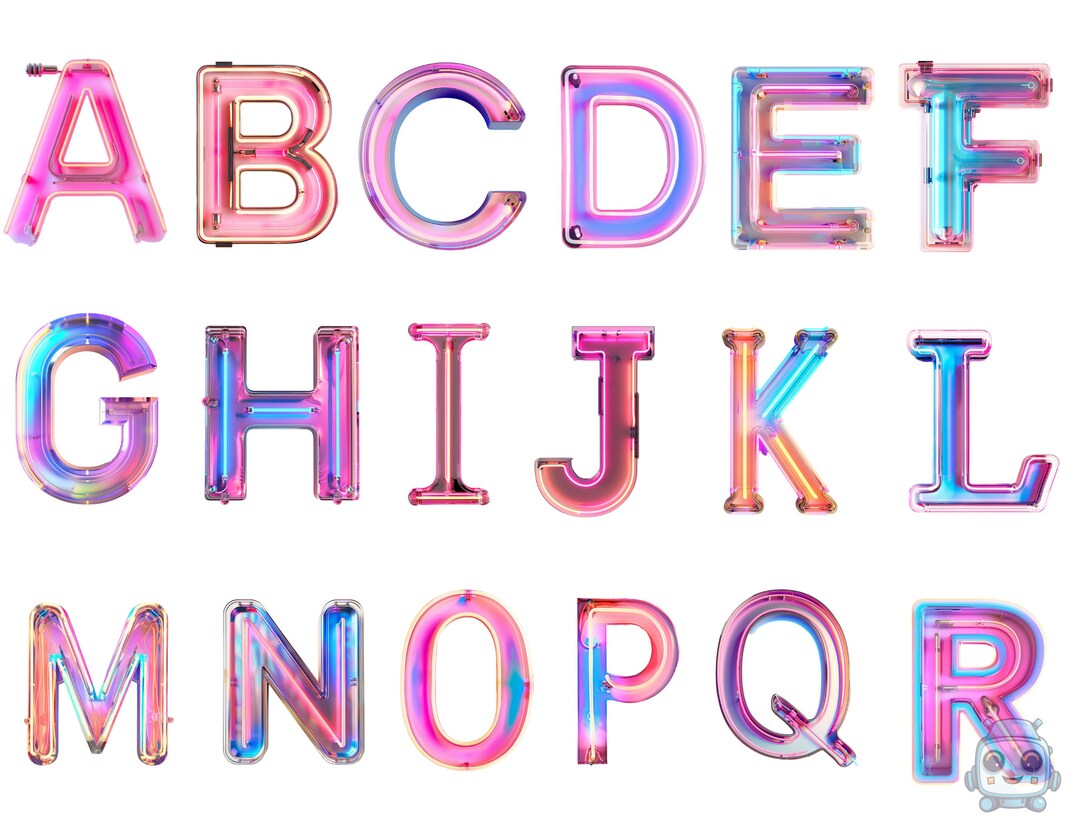 Neon Alphabet Clipart, Transparent Background, High Quality, Clipart ...