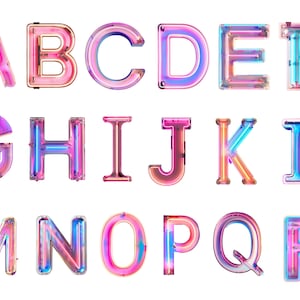 Neon Alphabet Clipart, Transparent Background, High Quality, Clipart ...