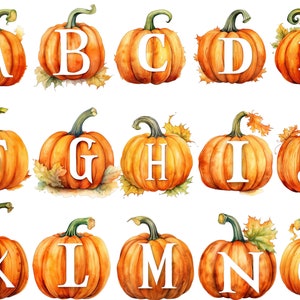 Pumpkin Alphabet, Transparent Background, High Quality, Clipart, 12x12 ...