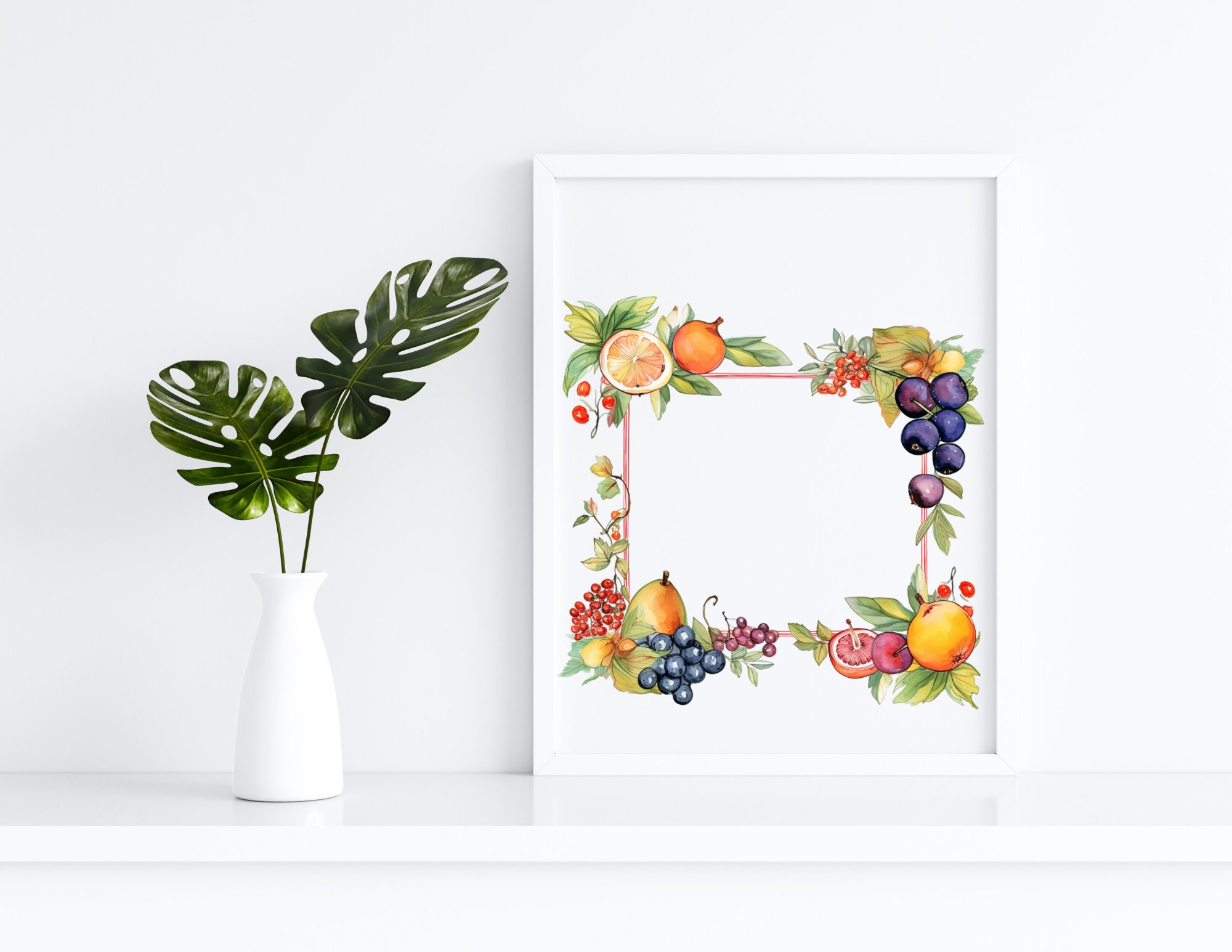 Watercolor Fruit Frames Clipart, Logo Clipart, PNG Digital Files on ...