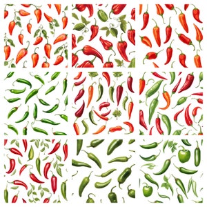 Chilli Peppers Digital Paper, Wallpaper, Printable Design, 20 JPG ...