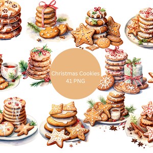 Watercolor Christmas Cookies Clipart, PNG Digital Files on Transparent ...