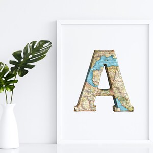 Watercolor Maps Alphabet Clipart, Maps Letters PNG Digital Files on ...