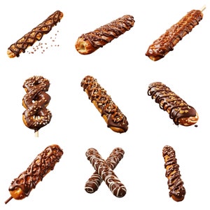 Chocolate Pretzel Rods Clipart, Dessert PNG, Digital Files on ...