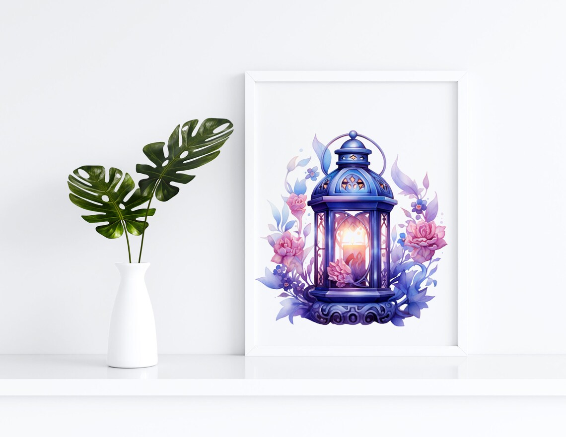 Watercolor Fantasy Lanterns Clipart PNG Digital Files on a - Etsy