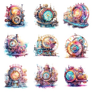 32 Time Machines Watercolor Clipart, Time Travel Clipart, PNG ...