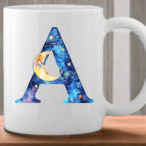 Celestial Moon and Stars Alphabet Clipart - Cosmic Galaxy Letters Set ...