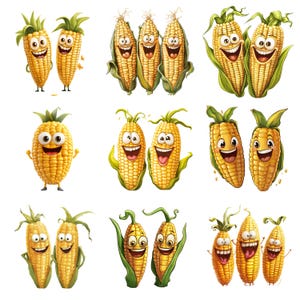 61 Funny Corns Clipart, Whimsical Clipart, Cute Corns, PNG Individual ...